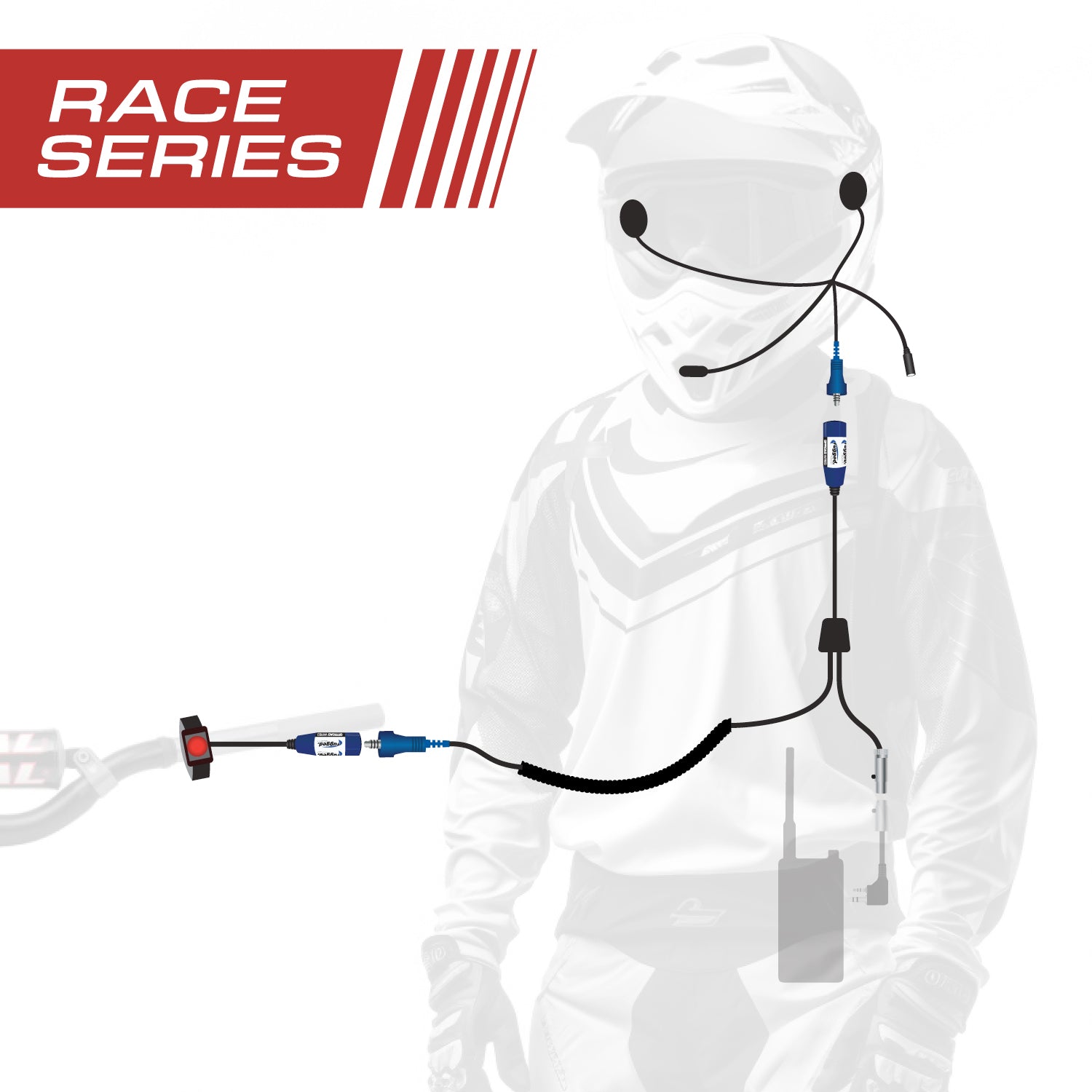 RACE SERIES Complete Motorcycle Communication Kit with OFFROAD Cables ...