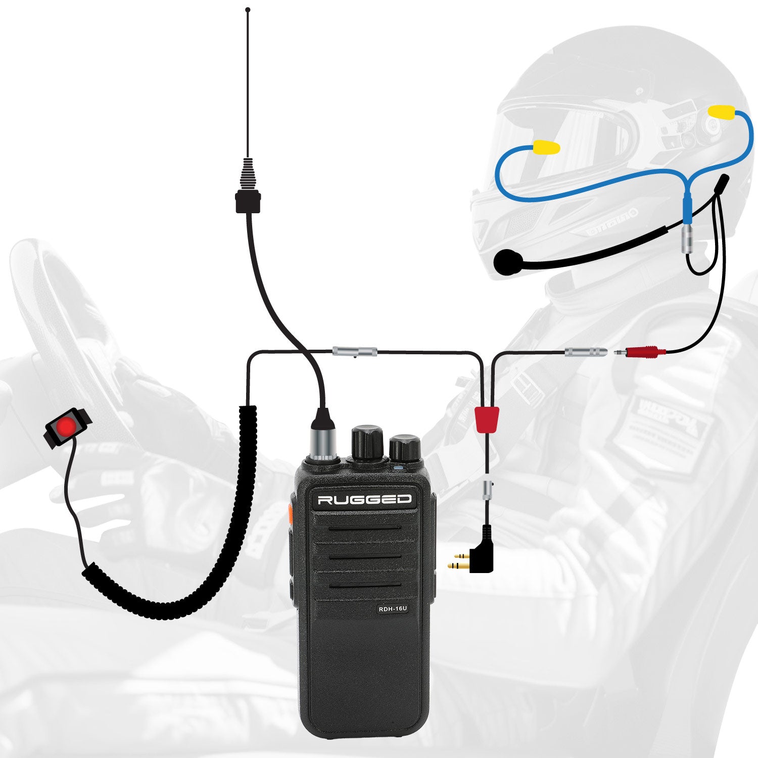 NASCAR Driver Only Long Track Racing Communication Kit with RDH16 Radi ...
