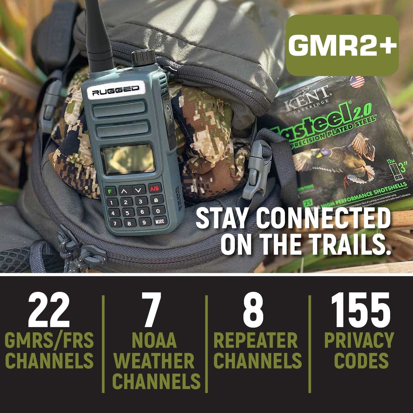 GREAT OUTDOORS PACK - GMR2 PLUS - GMRS / FRS Two Way Handheld Radios w ...