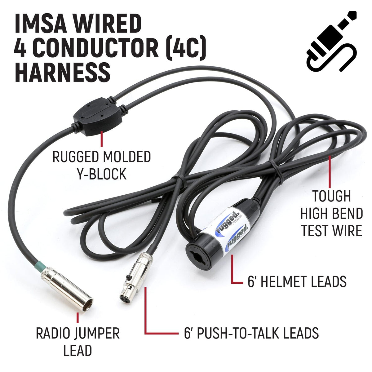 IMSA 4-Conductor 4C Circle Track Road Race Car Harness – Rugged Radios
