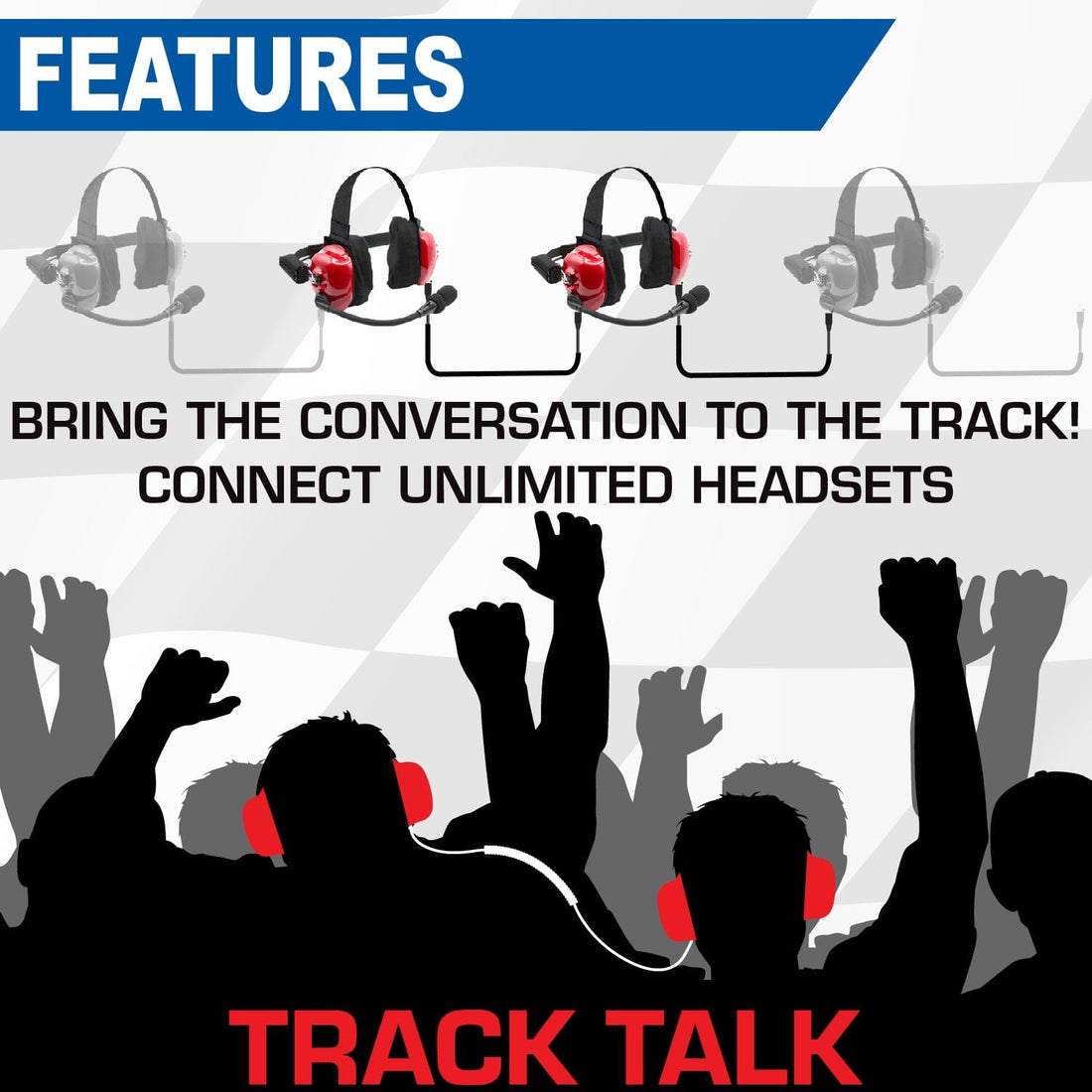 PAIR - H80 Track Talk Linkable Intercom Headsets - Bring The Conversat ...