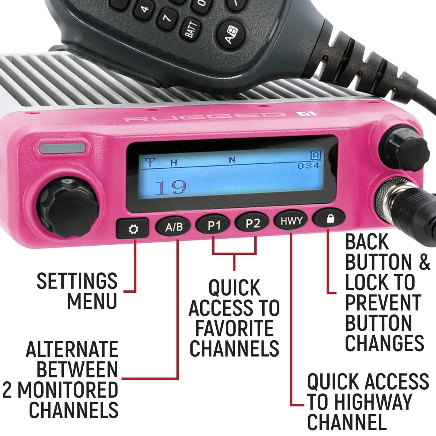 Radio Kit - Pink Rugged G1 ADVENTURE SERIES Waterproof GMRS Mobile Rad ...