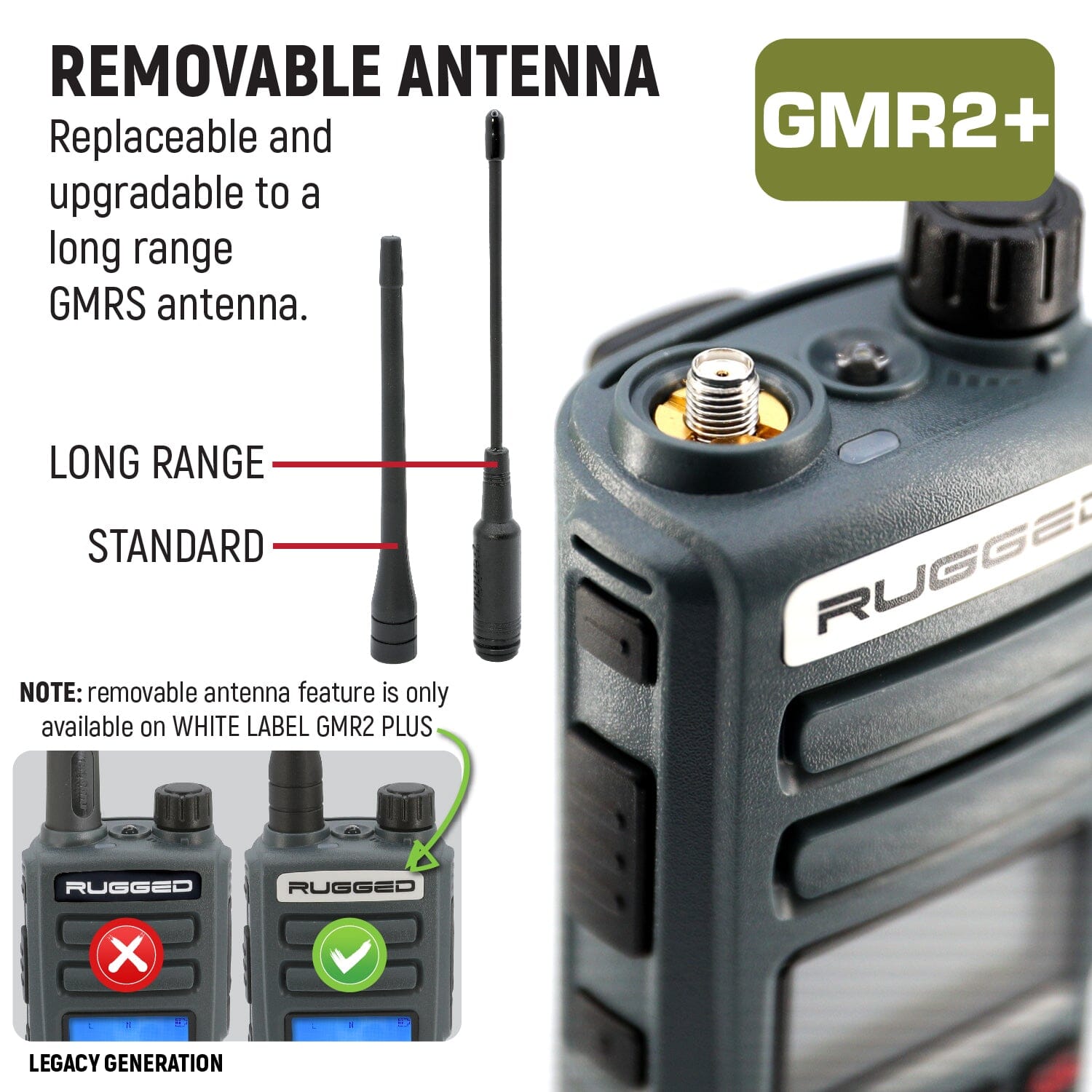 Rugged GMR2 PLUS - GMRS / FRS Two Way Handheld Radio – Rugged Radios