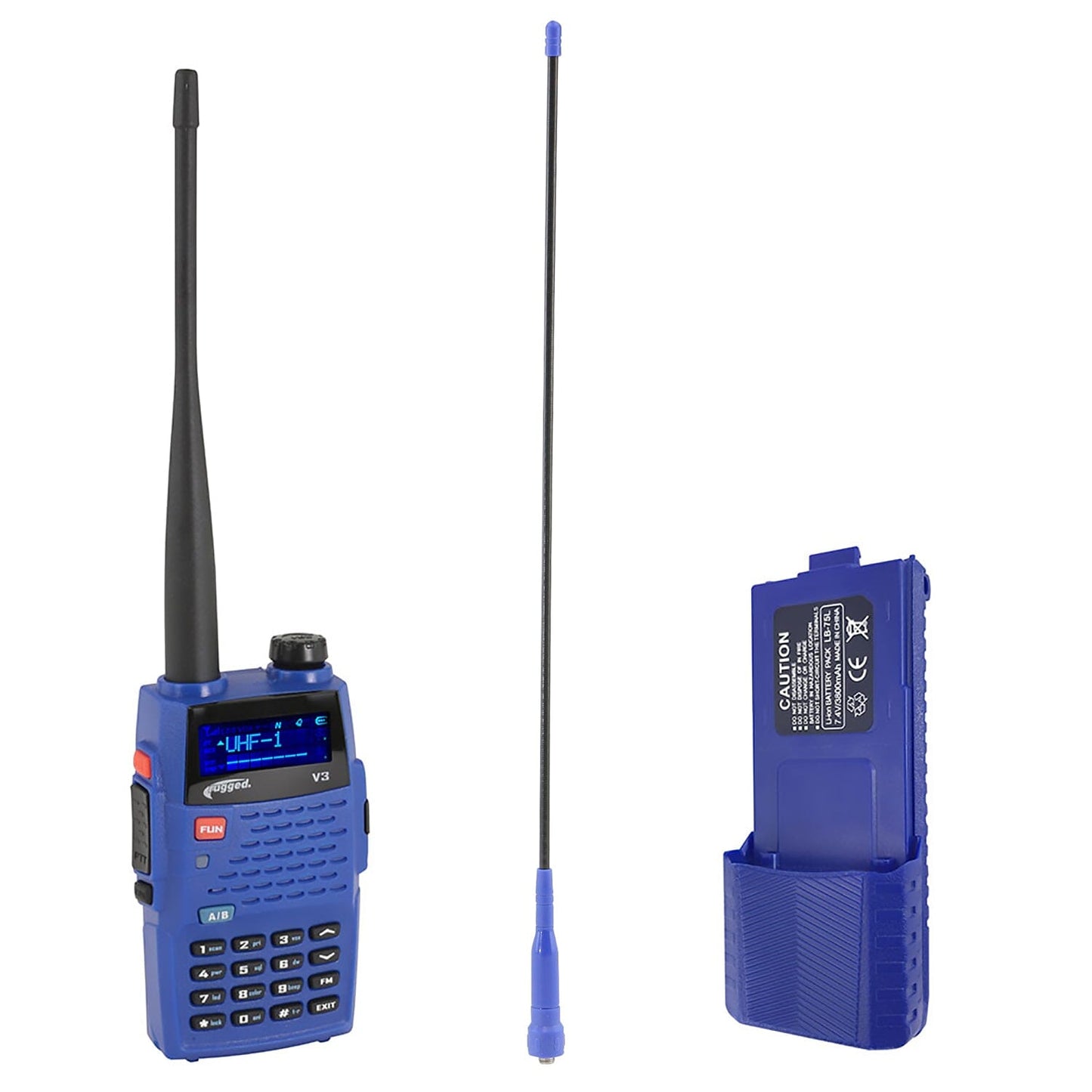 BUNDLE - Rugged V3 - Handheld Radio with Long Range Antenna and High C ...