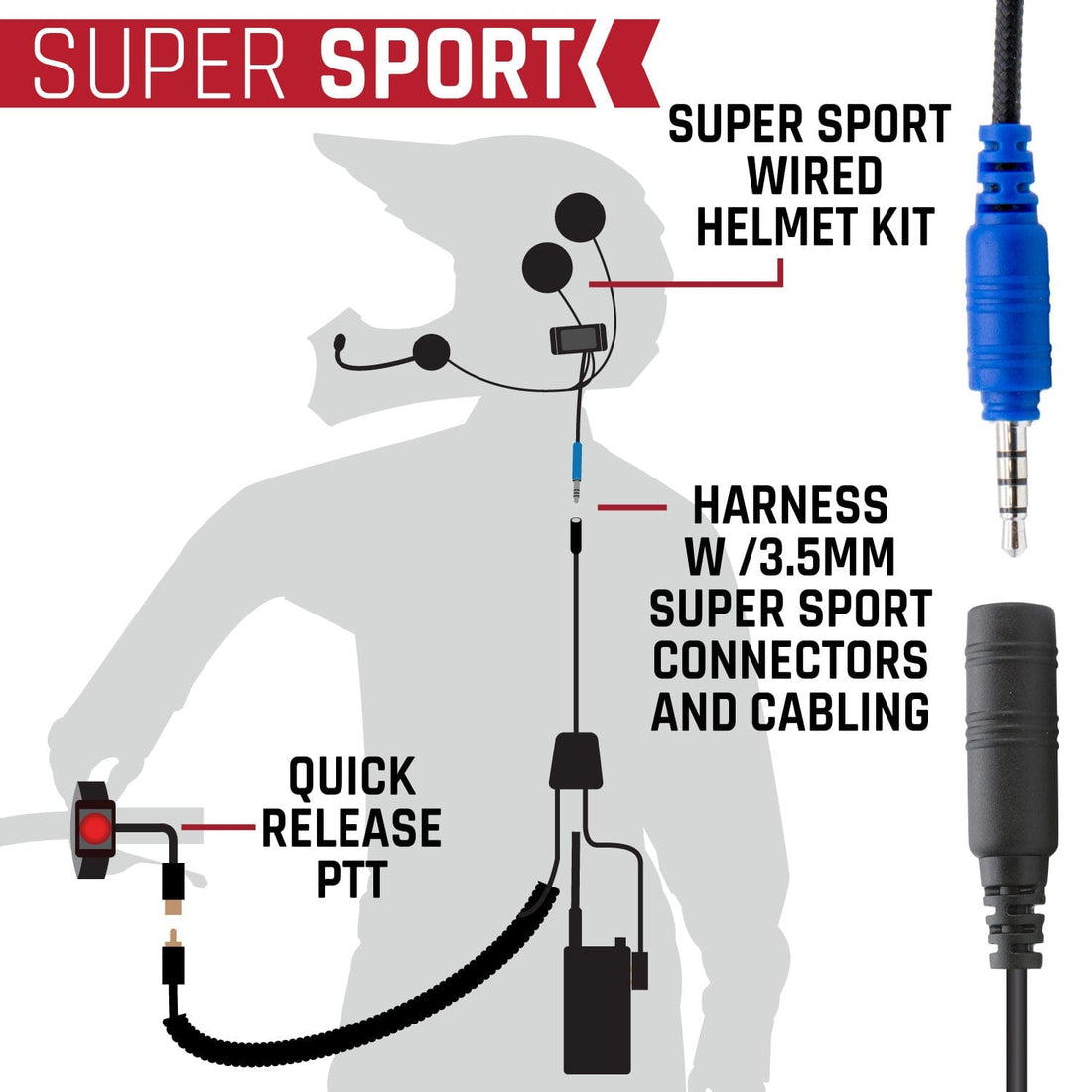 SUPER SPORT Complete Motorcycle Communication Kit with Lightweight SPO ...